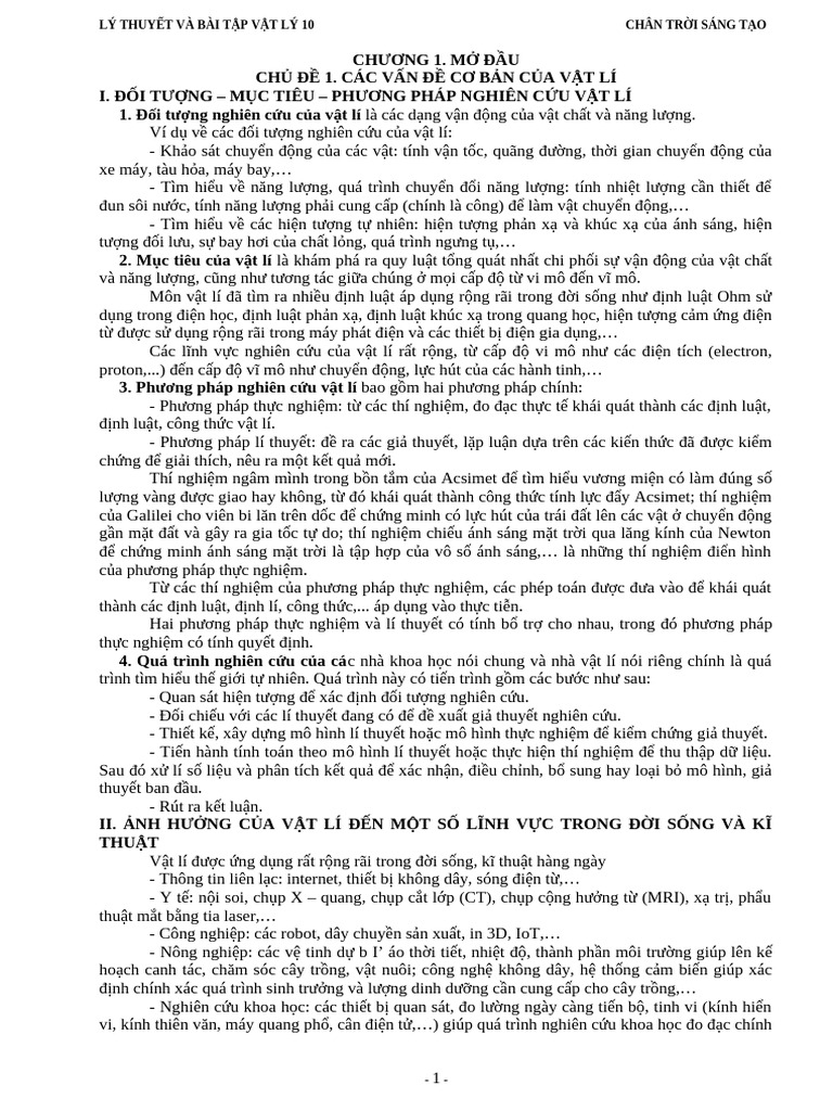 LT VÀ BT BÀI 1&2- VẬT LÝ 10-CTST | PDF