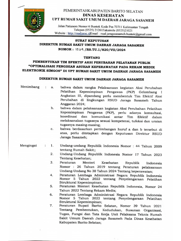 SK Tim Efektif Aksi Perubahan SI-PAK REMIKOS | PDF