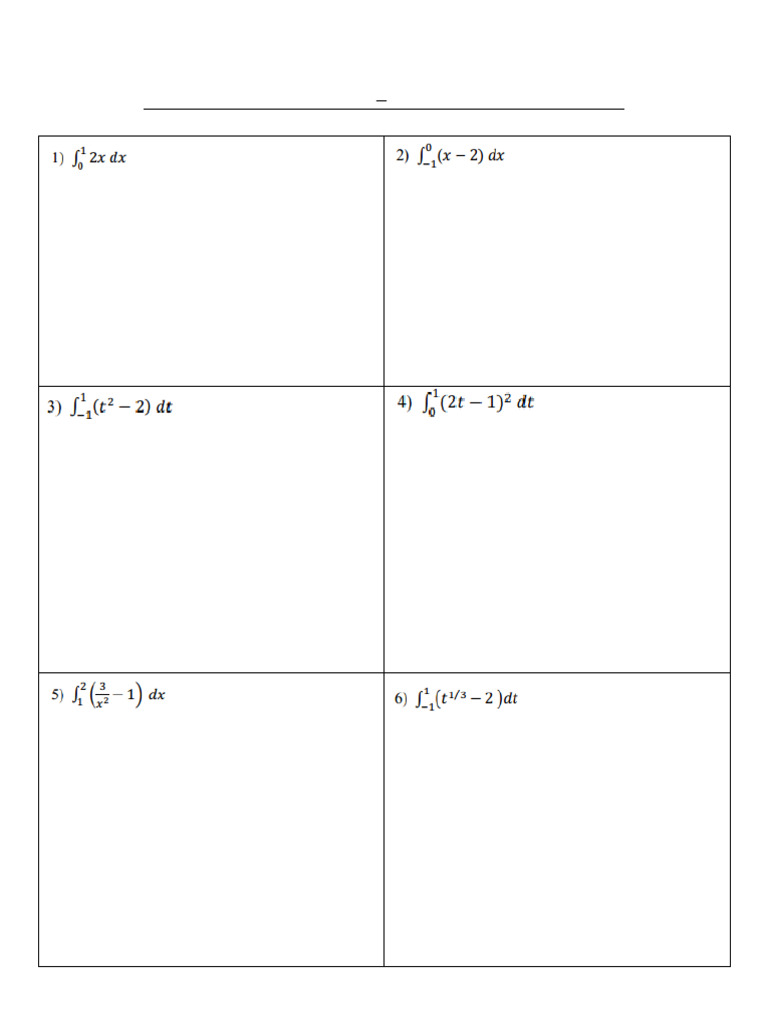 Worksheet - Definite Integrals | PDF