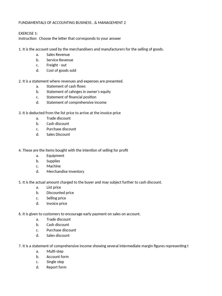 Accounting 2 Chapter-2-Long-Quiz | PDF | Expense | Income Statement