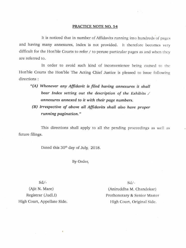 BHC Practice Note - 54 | PDF