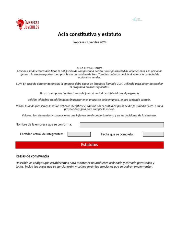 Acta Constitutiva 2024 Descargar | PDF
