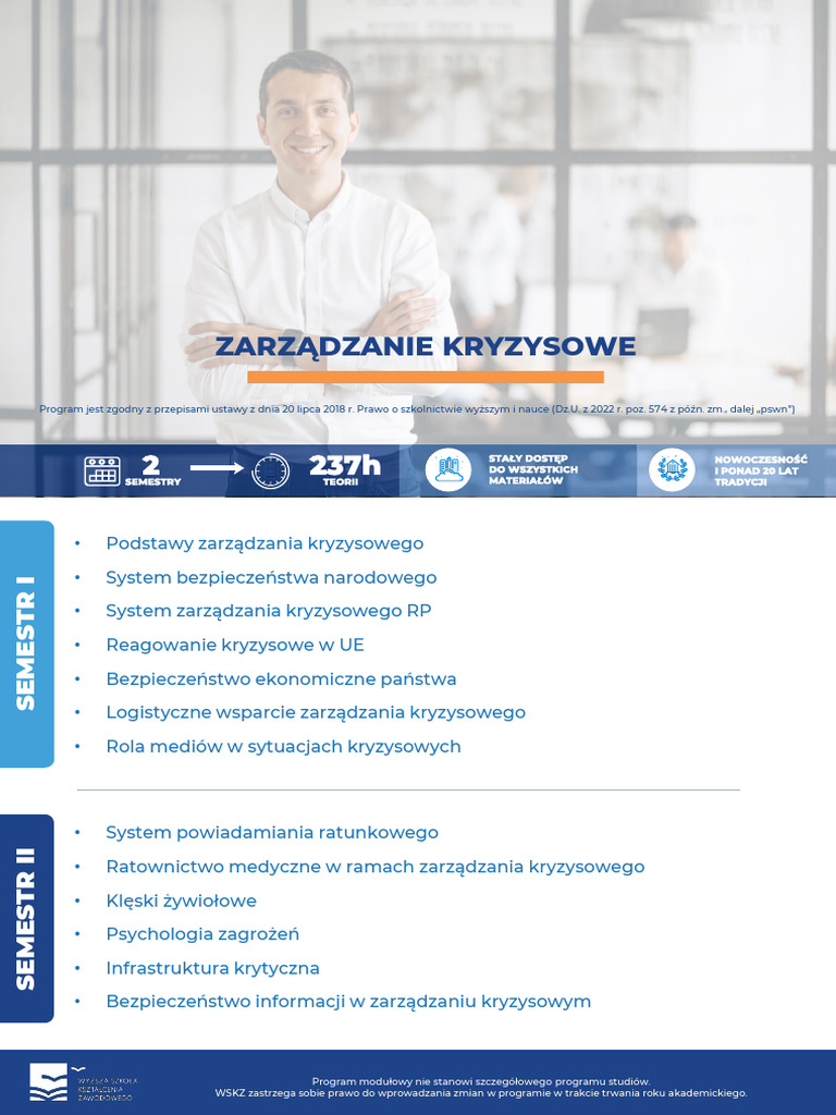 Program Kierunku Zarządzanie Kryzysowe | PDF