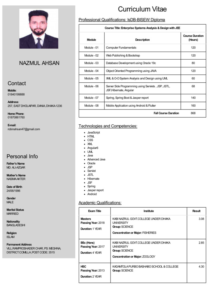 Sample CV-8 | PDF