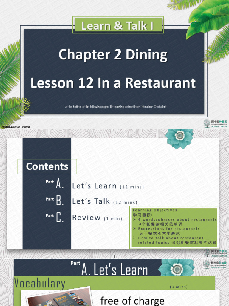In The Restaurant Practice Conversation For Esl Student | PDF | Entrée ...