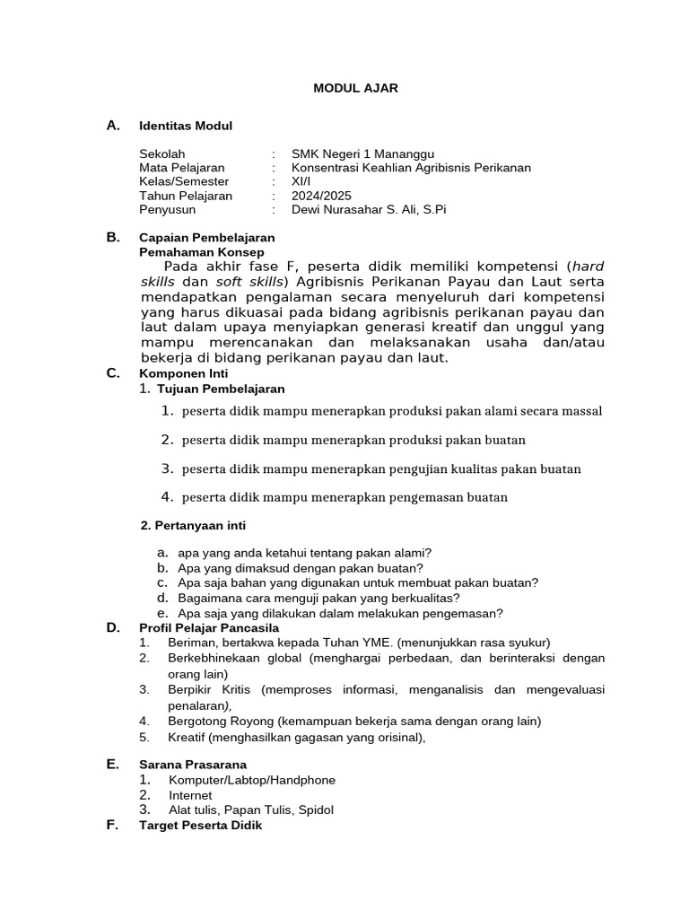 Modul Pakan Buatan | PDF