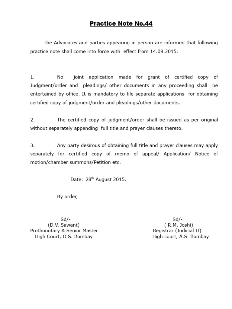 Practice Note-44 | PDF