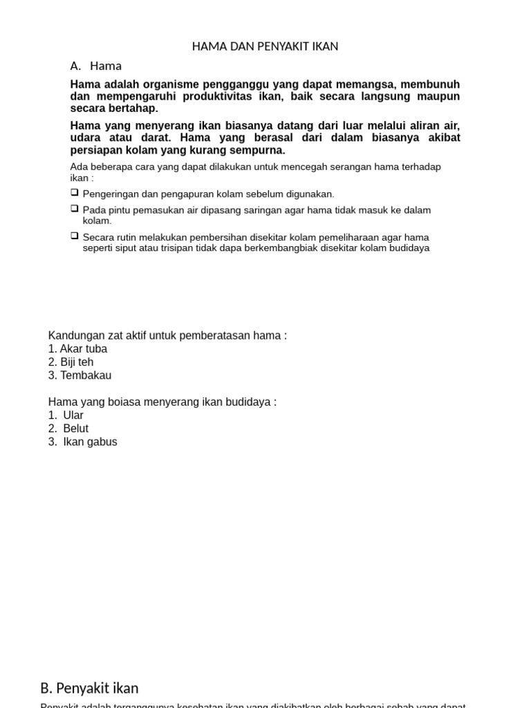 Materi Hama Dan Penyakit Ikan | PDF