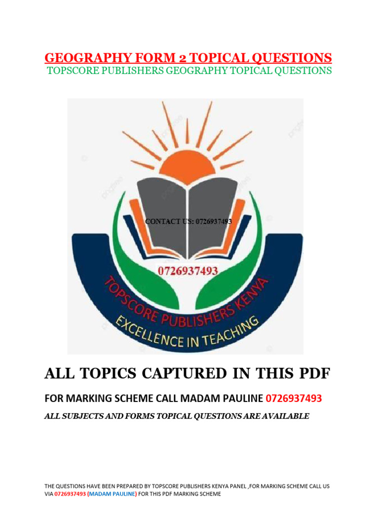 Geography Form 2 Topical Questions | PDF