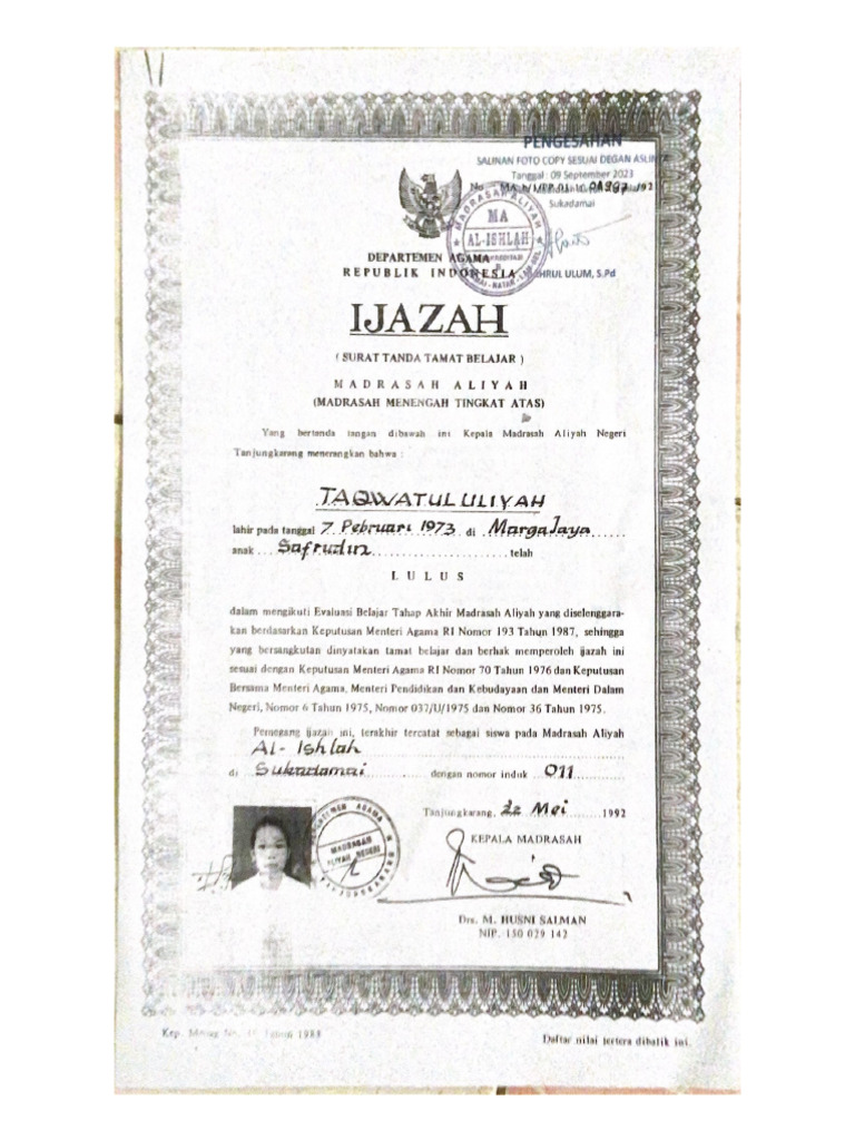 Surat Tanda Tamat Belajar | PDF