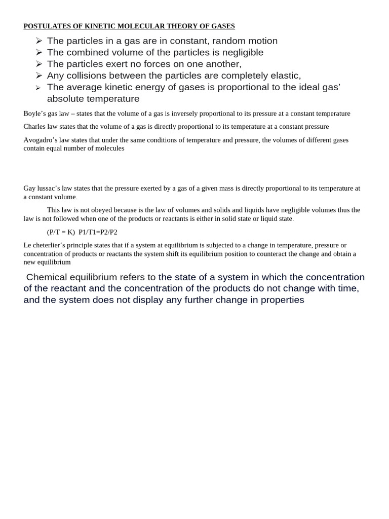 Kinetic Molecular Theory & Gas Laws | PDF