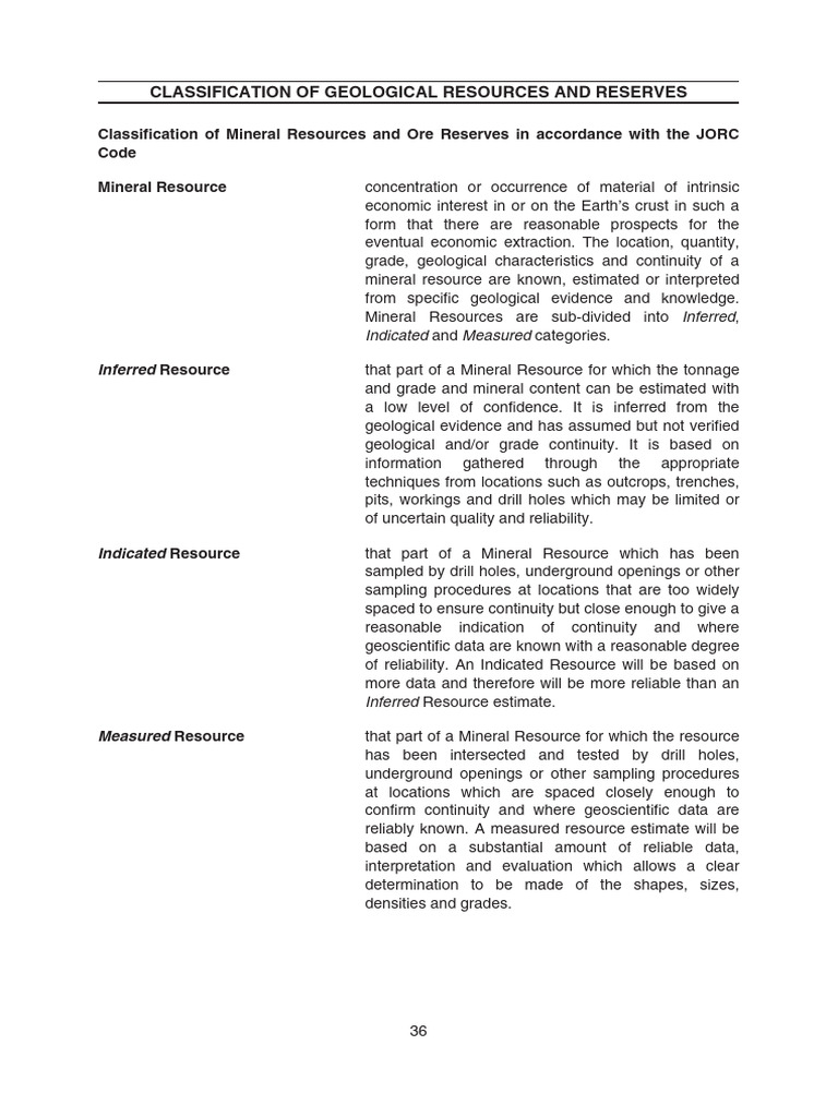 Classification of Geological Resources and Reserves | PDF