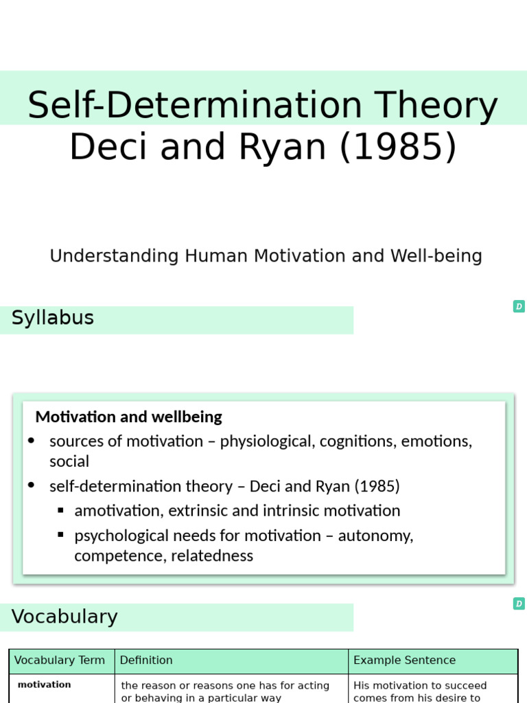 ATPSY U4 Self Determination Theory in Psychology | PDF