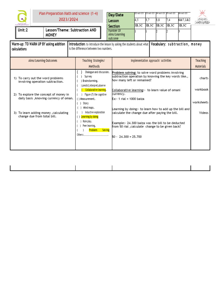 Example for Lesson Plan (2) | PDF
