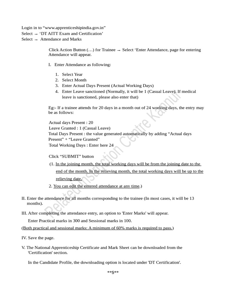 Attendance and Marks Entry For Certiifcation | PDF
