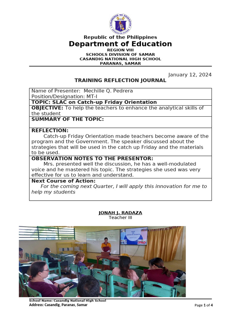 Lac Journal - Reflection | PDF