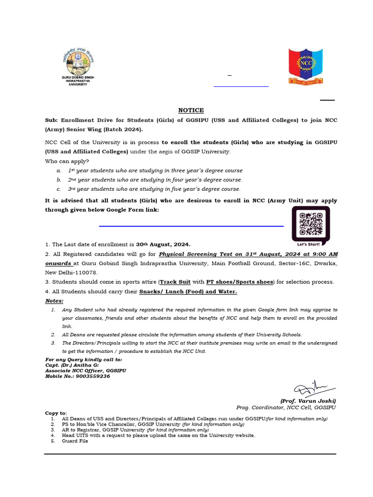 Enrollment Drive For Students (Girls) of GGSIPU (USS and Affiliated ...