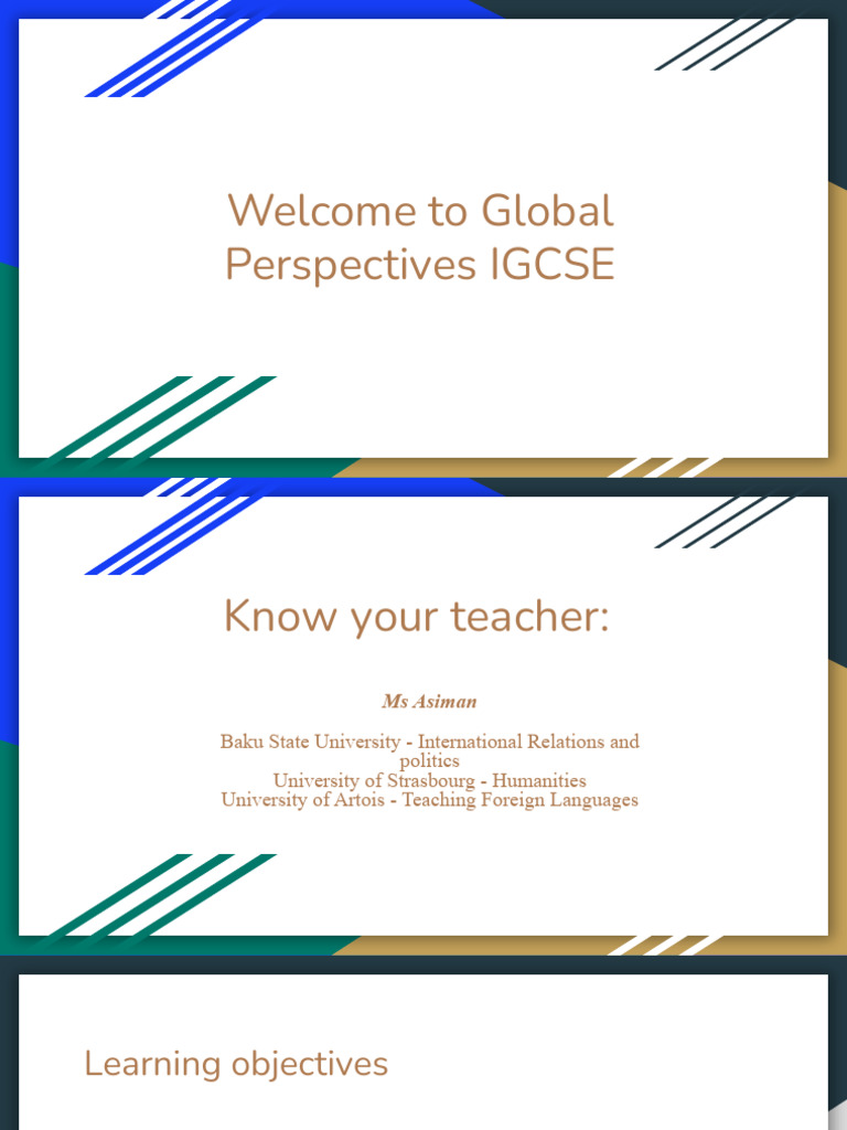 Global Perspectives IGCSE Lesson 1-2-3-4 | PDF