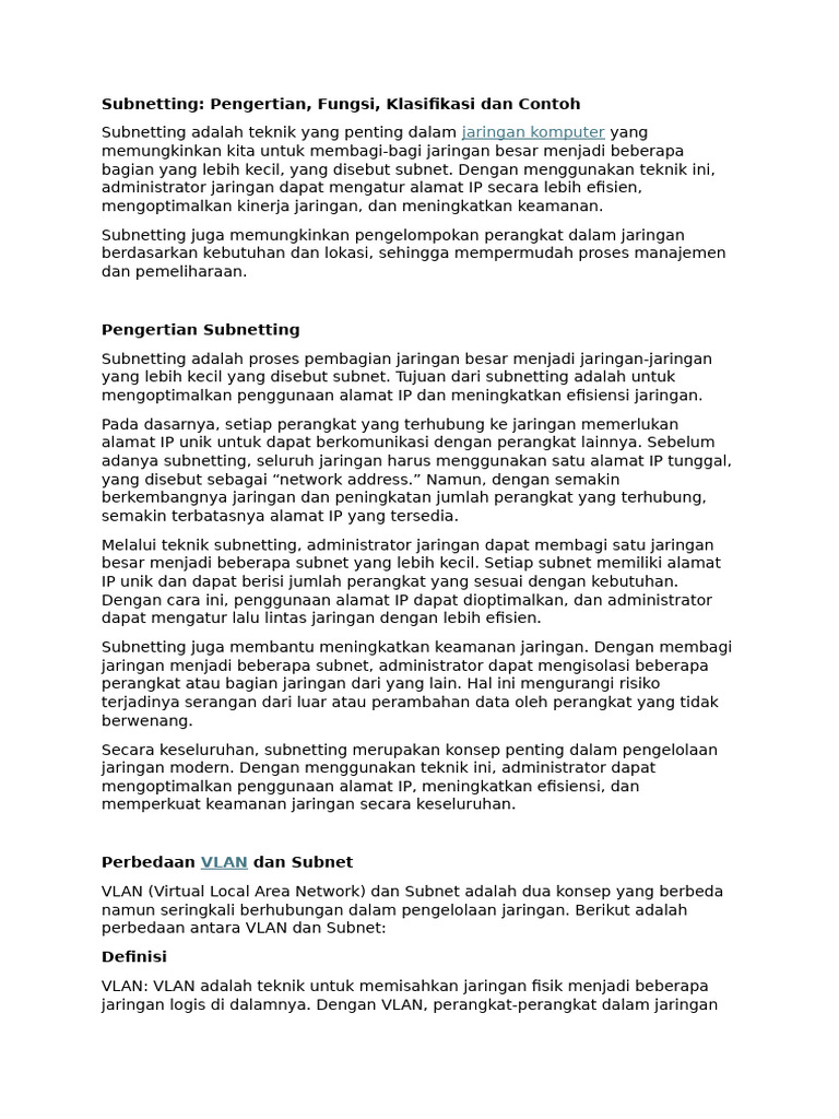 Materi Subnetting | PDF