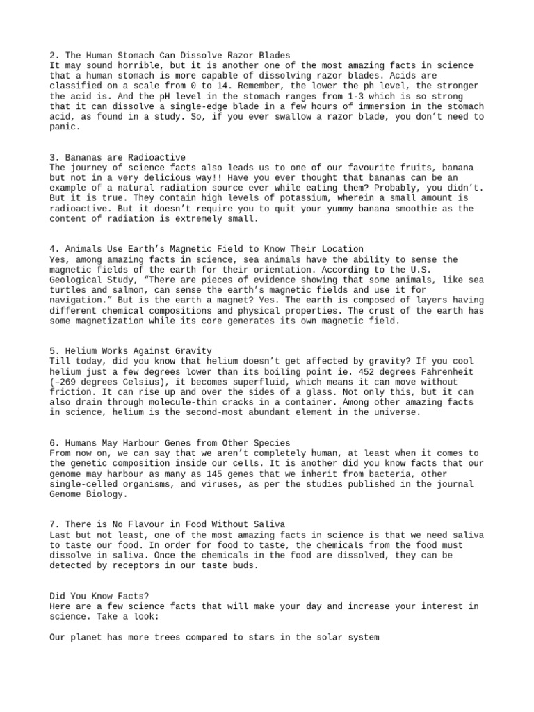 Facts About Science | PDF | Earth | Science & Mathematics