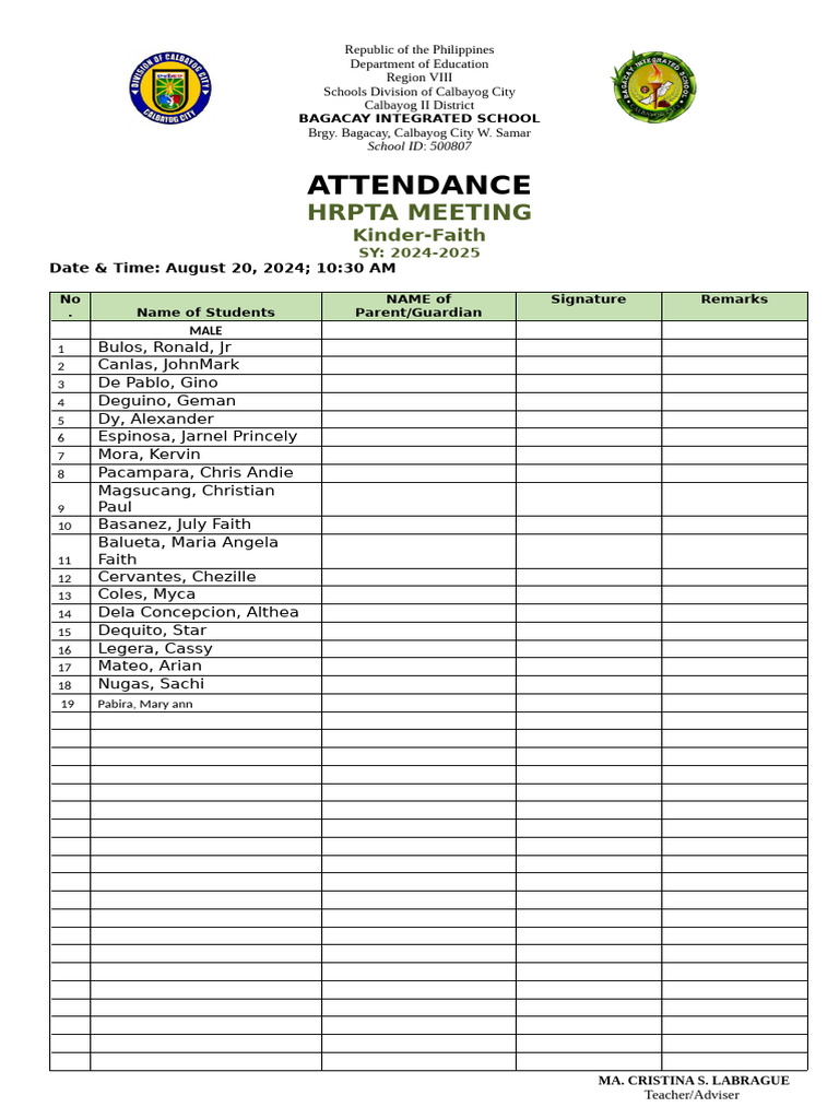 Parents Attendance 2024-2025 | PDF