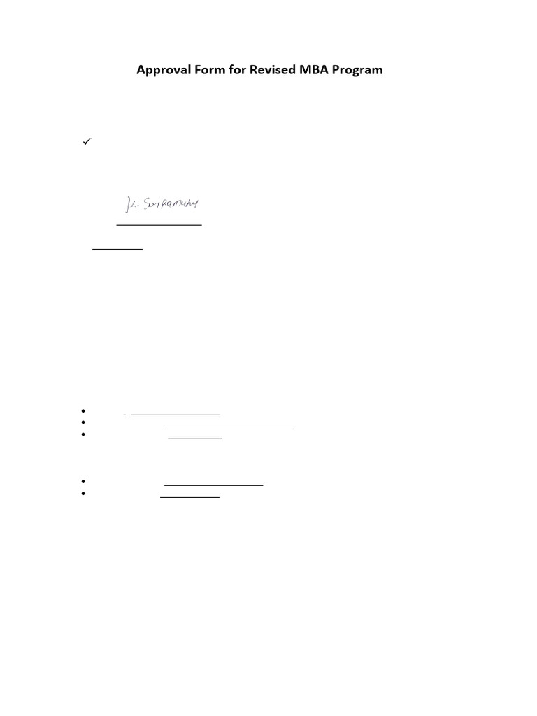 Approval Form For Revised MBA Program | PDF