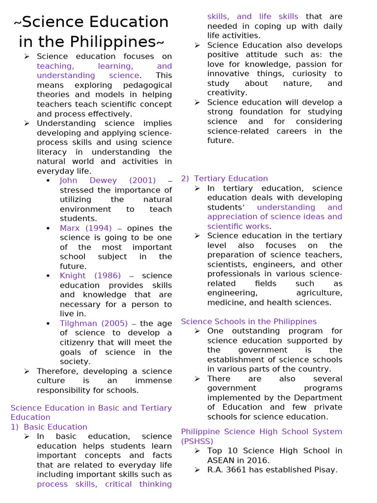 Science Education in The Philippines Indigenous Science and Technology ...