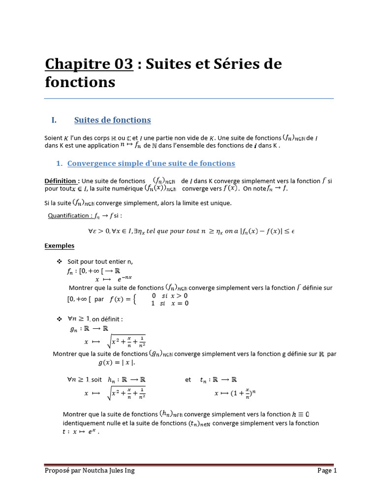 Chapitre3-Suites Et Series - Fonctions | PDF