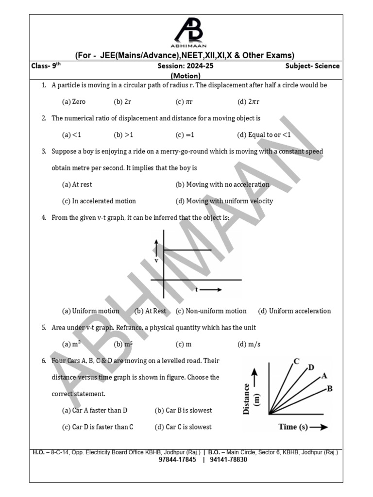 Chapter 7 - Motion | PDF