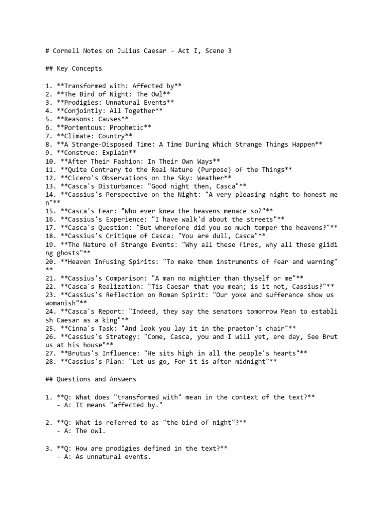 English Notes | PDF | Julius Caesar