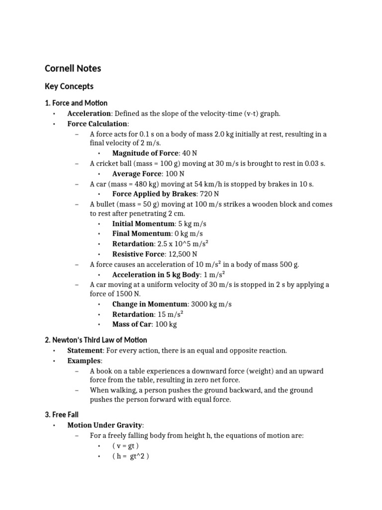 Physics Notes | PDF | Force | Mass Physics Notes | PDF | Force | Mass