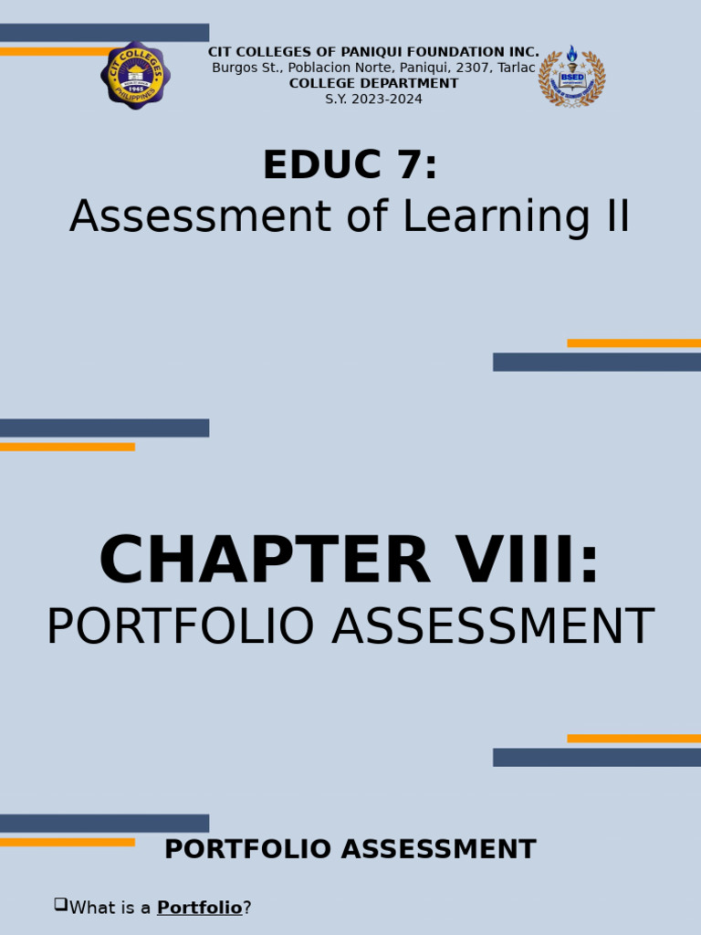 CHAPTER 8 Portfolio Assessment | PDF