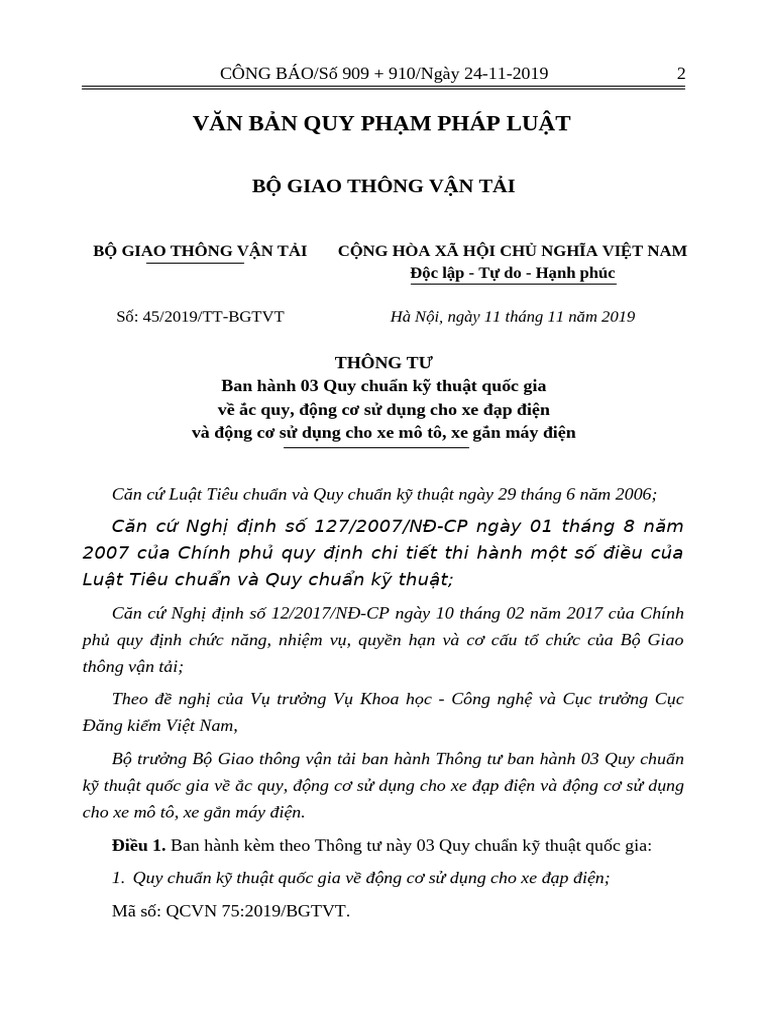 2019 - 909 + 910 - 45-2019-TT-BGTVT. | PDF