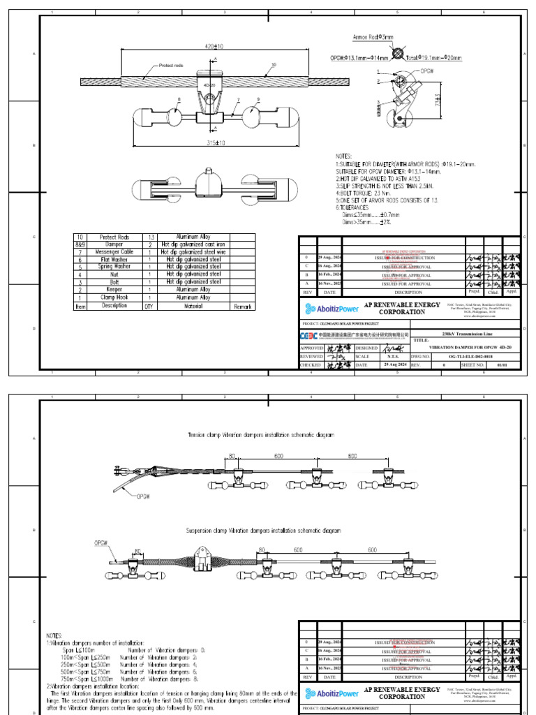 OG TLI ELE D02 0018 0 OPGW Damper Installation Drawing | PDF