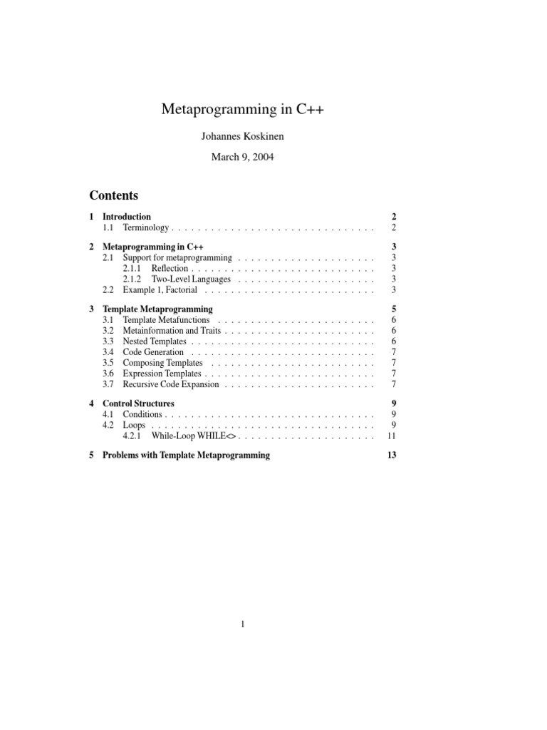 Metaprogramming CPP | PDF
