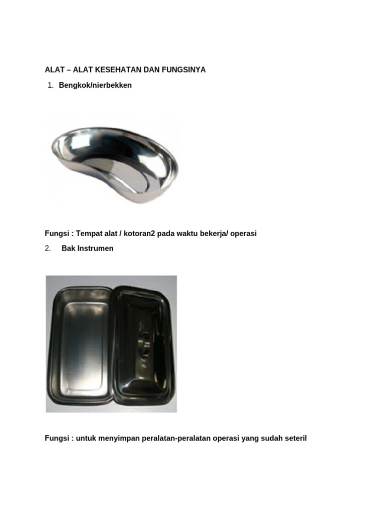 Alat - Alat Kesehatan Dan Fungsinya Bengkok/nierbekken | PDF
