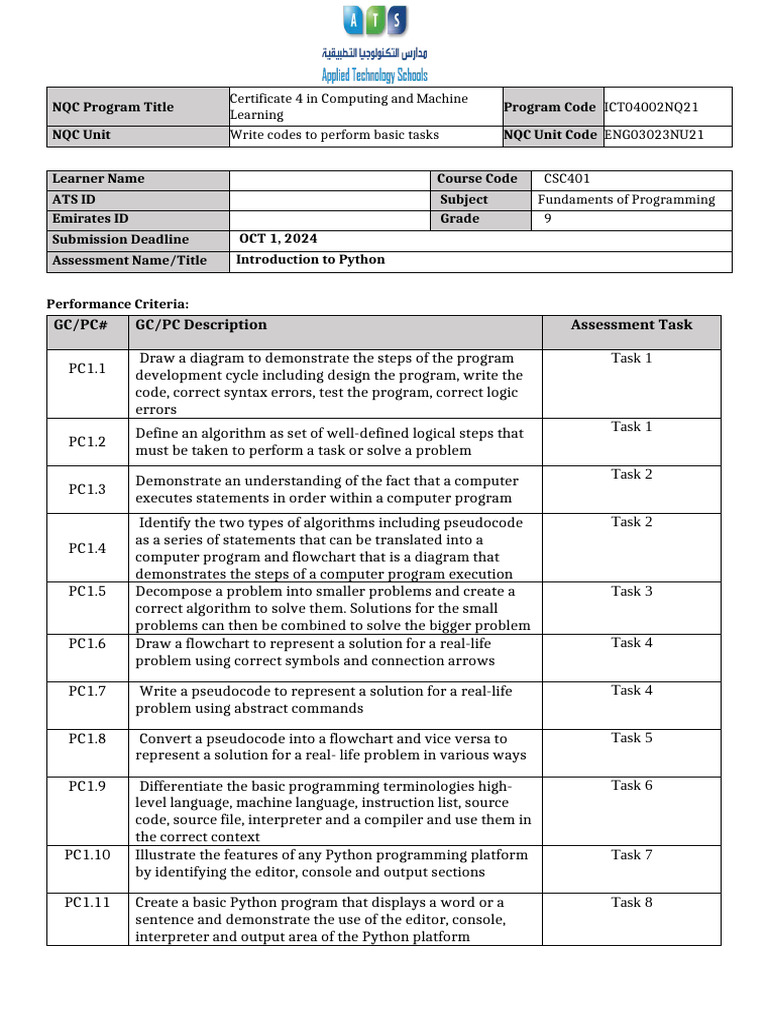 CSC401 Milestone1 PC1.1 PC1.13 P ID Stud | PDF