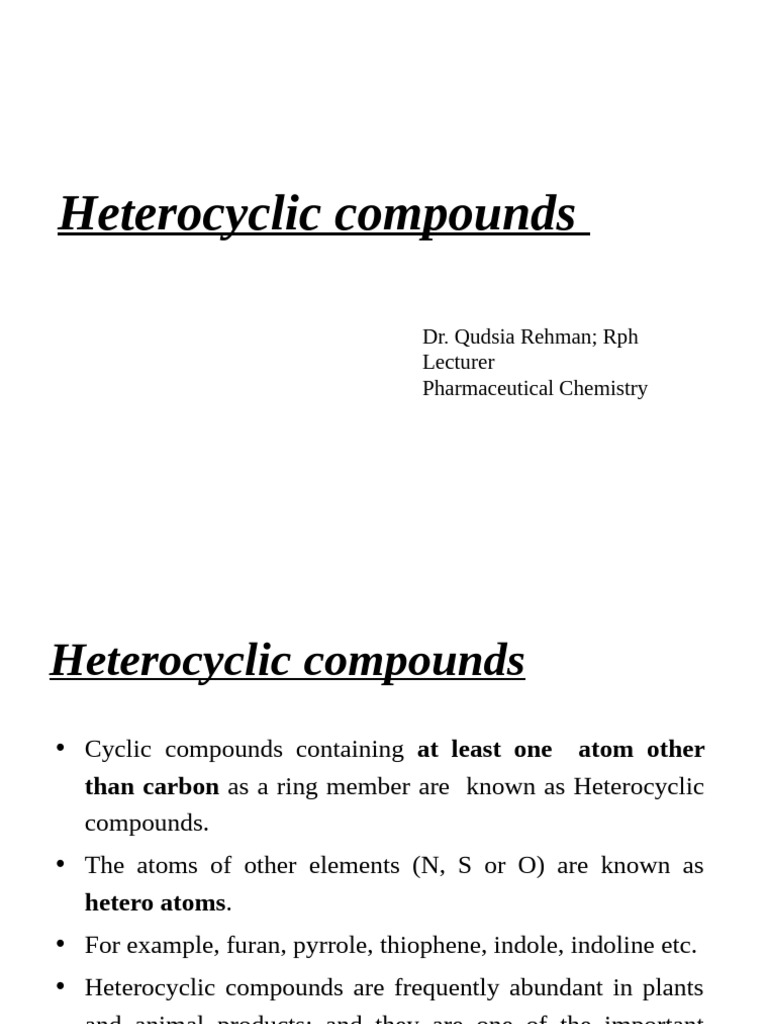 Heterocyclic Compounds Classification and Nomenclature | PDF