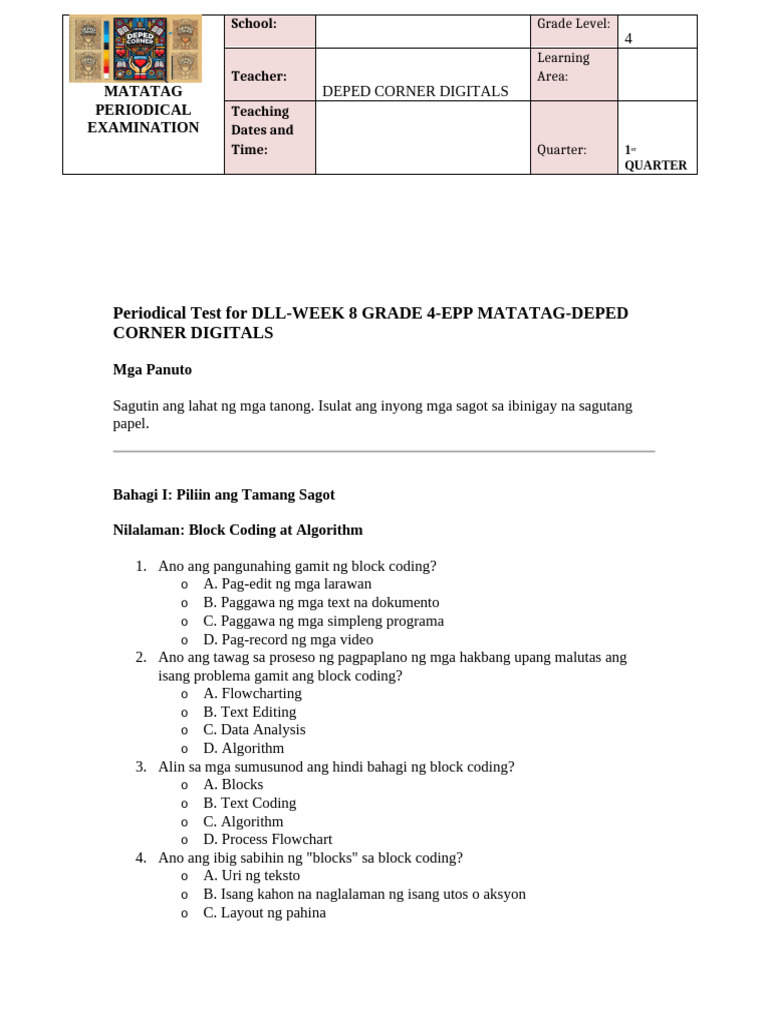 Pt-Week 8-Epp - Deped Corner Digitals | PDF