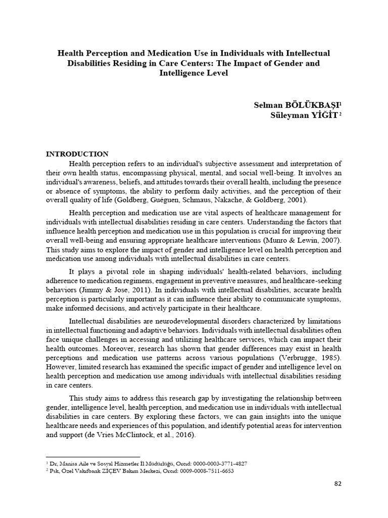 Perception of Health Intellectual Disability | PDF | Intellectual ...