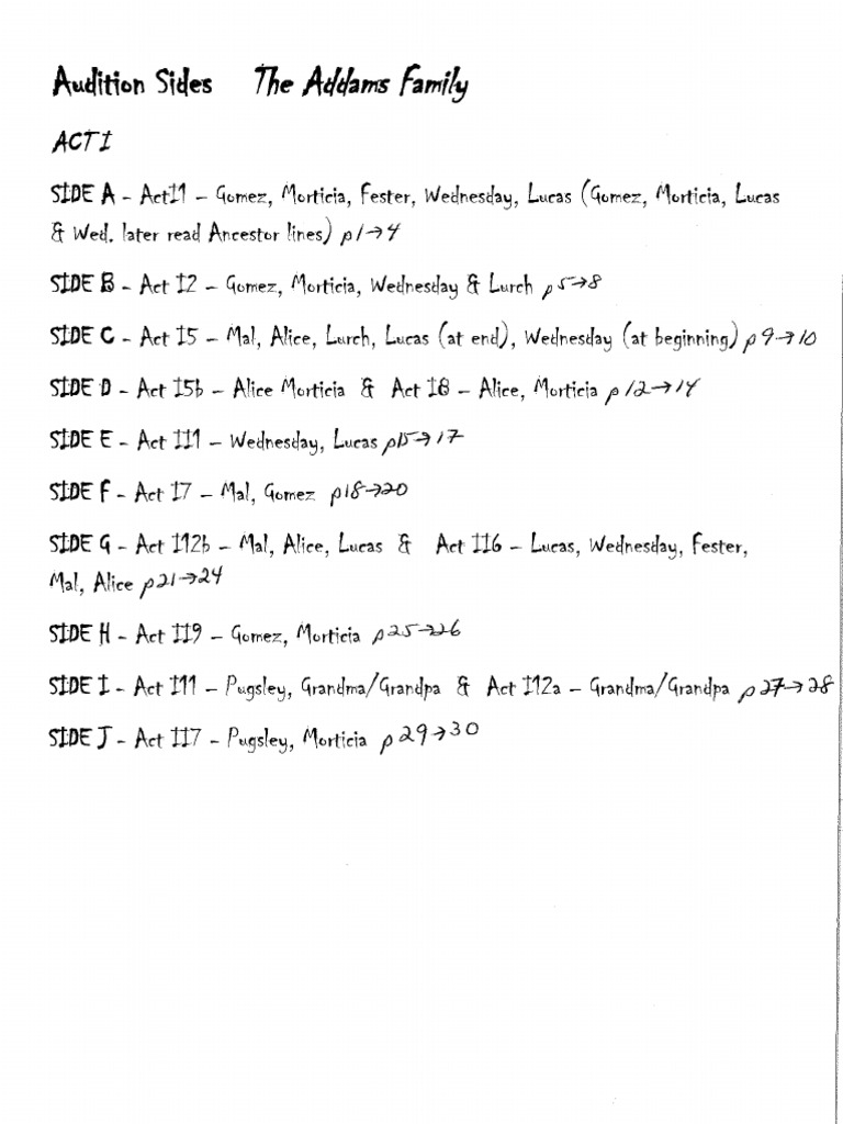 Audition Sides MHS Spring 2024 | PDF