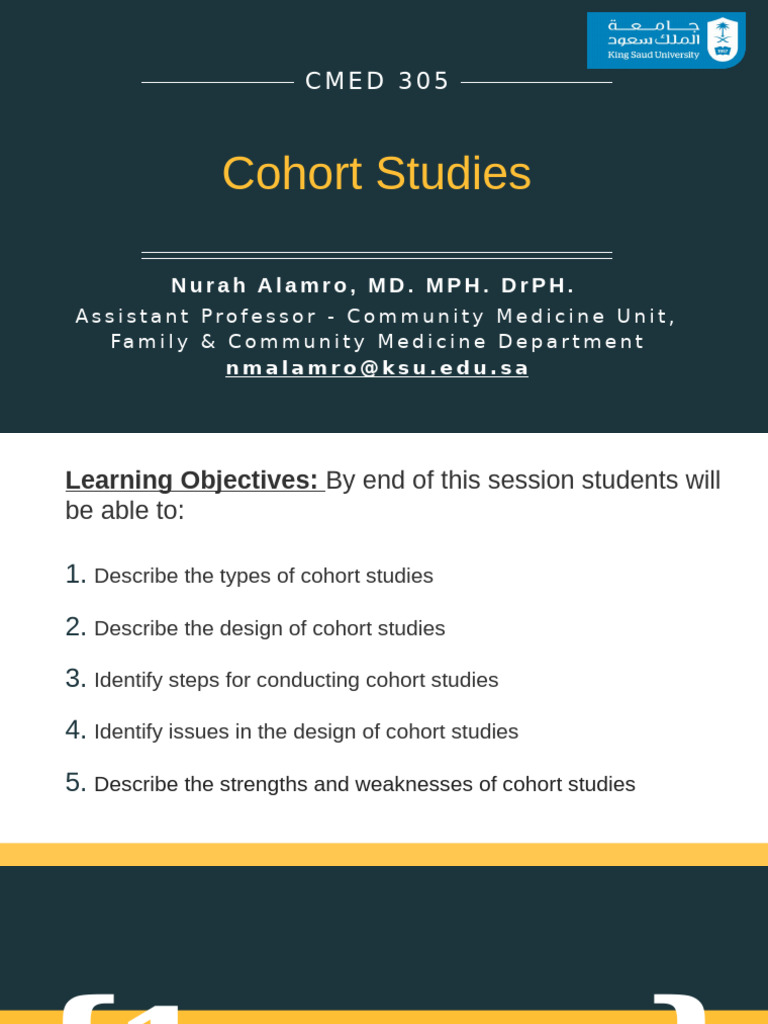 10 - Cohort - Studies - 2020.pptx Y | PDF | Cohort Study | Self-Improvement