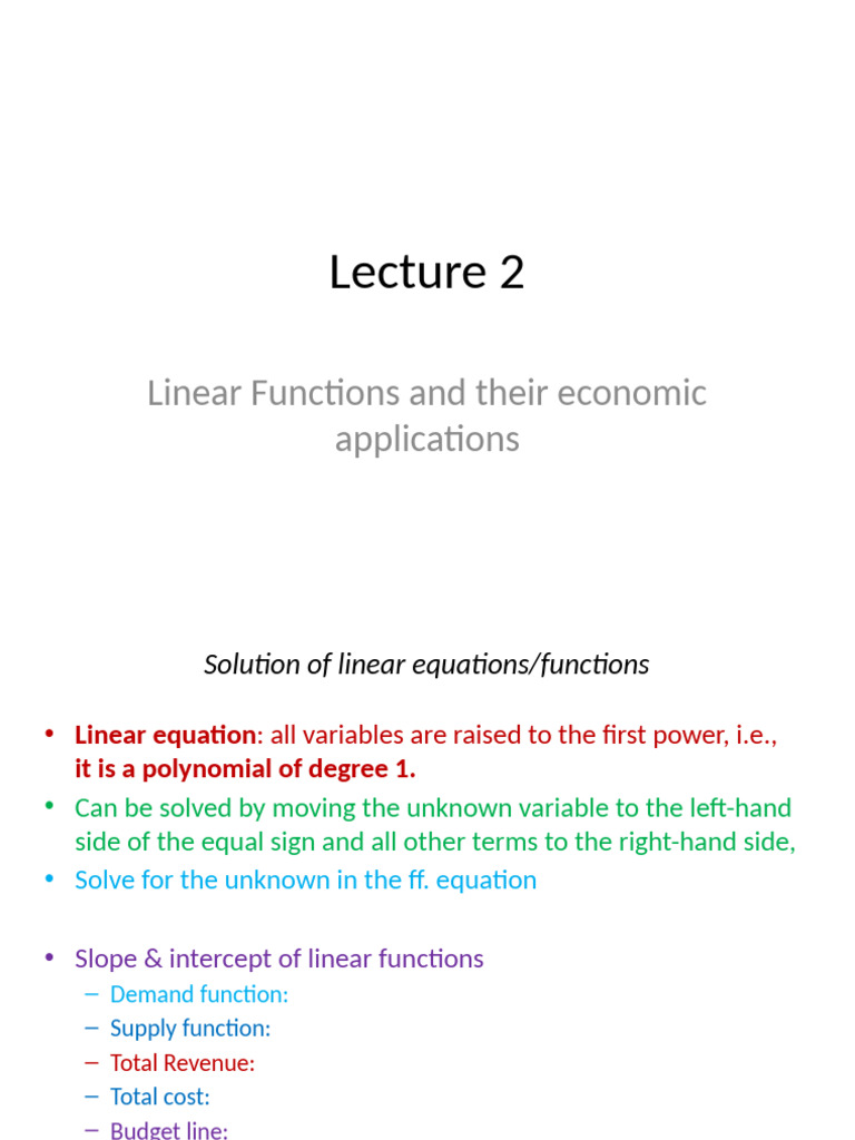 Lecture 2 Linear Equations And Economic Applications 2021 1 Pdf