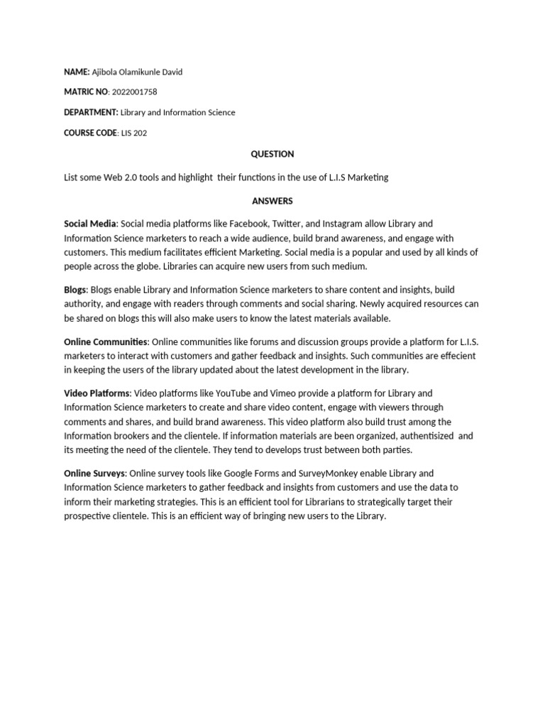 LIS 202 Assignment | PDF