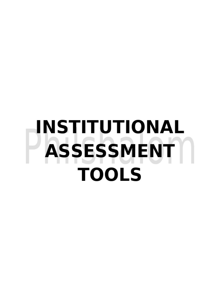 Institutional Assessment Tools Sample | PDF