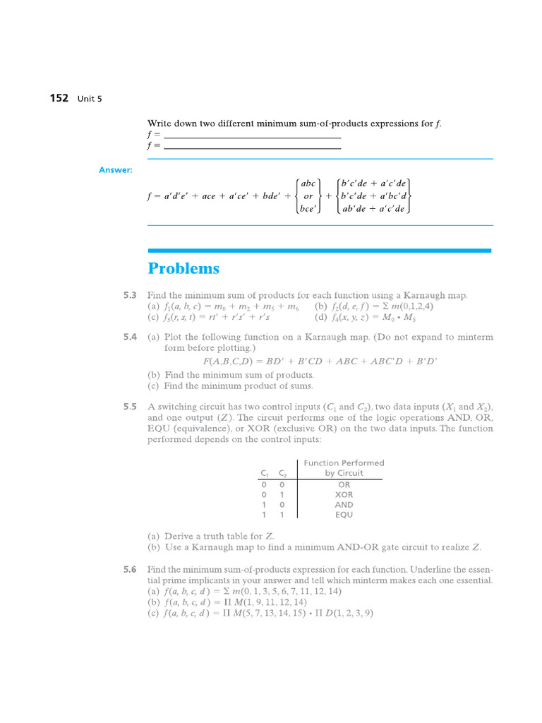 K - Map Questions of DSD Book Rothkinney | PDF