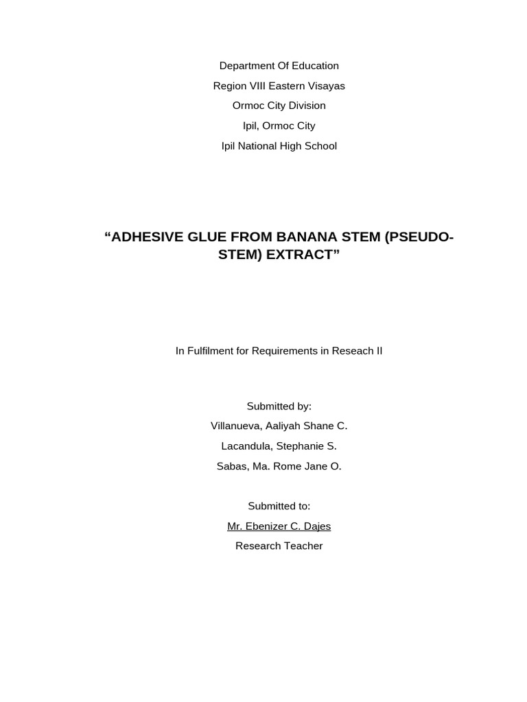 Adhesive Glue Made From Banana Stem Pseudo Stem Extract | PDF