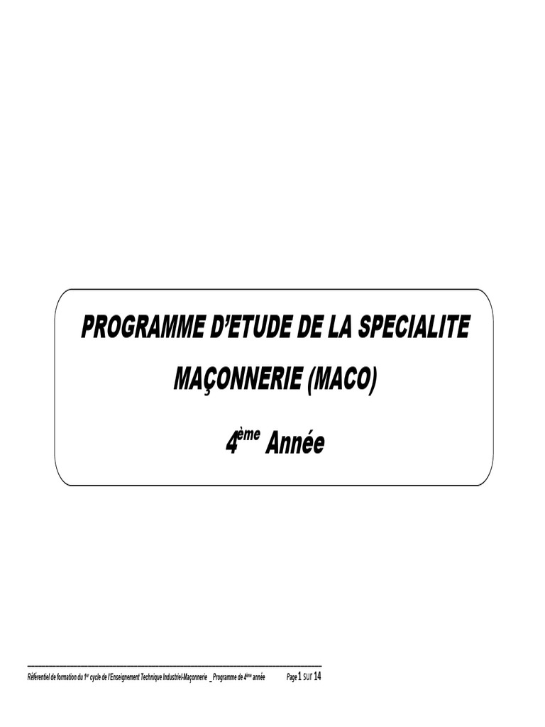 Programmes D'études de 4ème A MACO | PDF