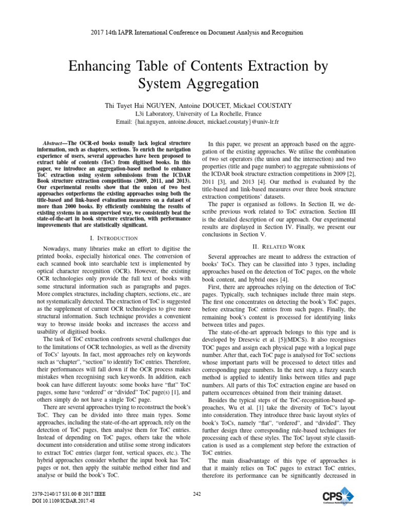 Enhancing Table of Contents Extraction by System Aggregation | PDF