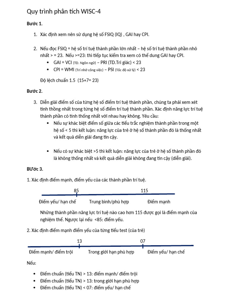 Quy trình chấm điểm phân tích WISC | PDF